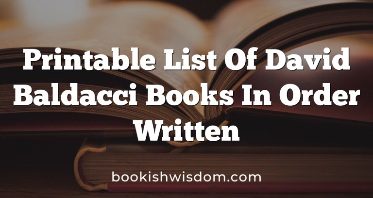 Printable List Of David Baldacci Books In Order Written - Bookish Wisdom